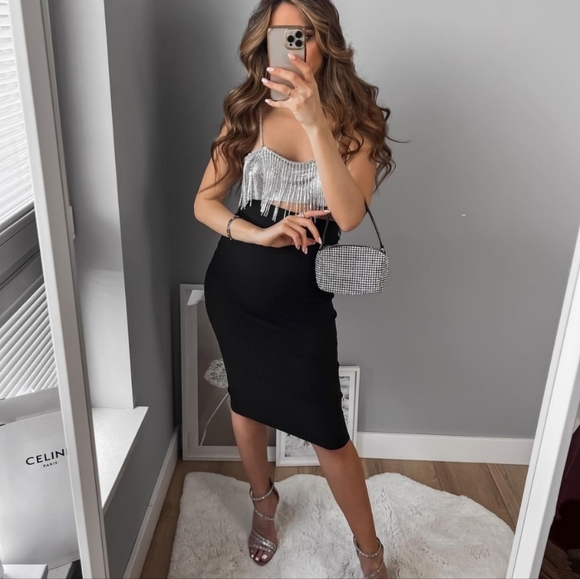 Zara | Tops | Zara Rhinestone Fringe Crop Top | Poshmark